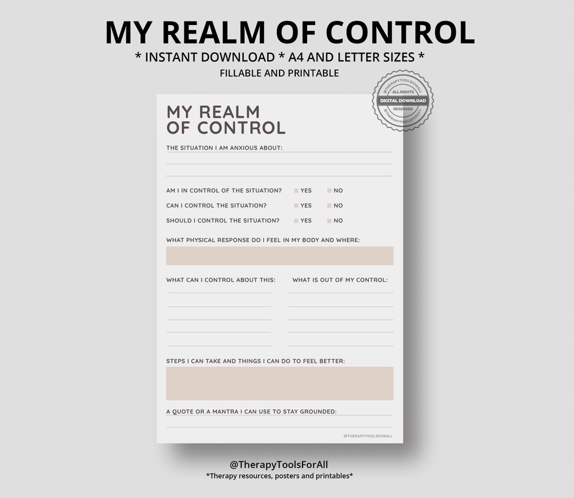 Control Printable Interactive Worksheet Journal Inserts | Etsy UK