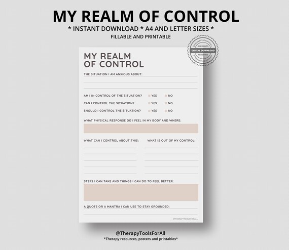 Control Printable Interactive Worksheet Journal Inserts | Etsy UK