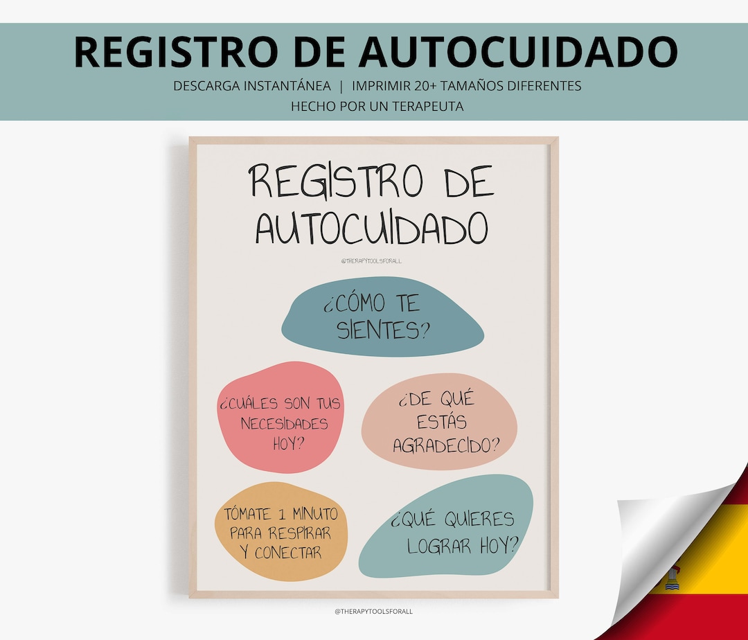 Spanish Autocuidado Self Care Digital Poster Mental Health Well Being ...