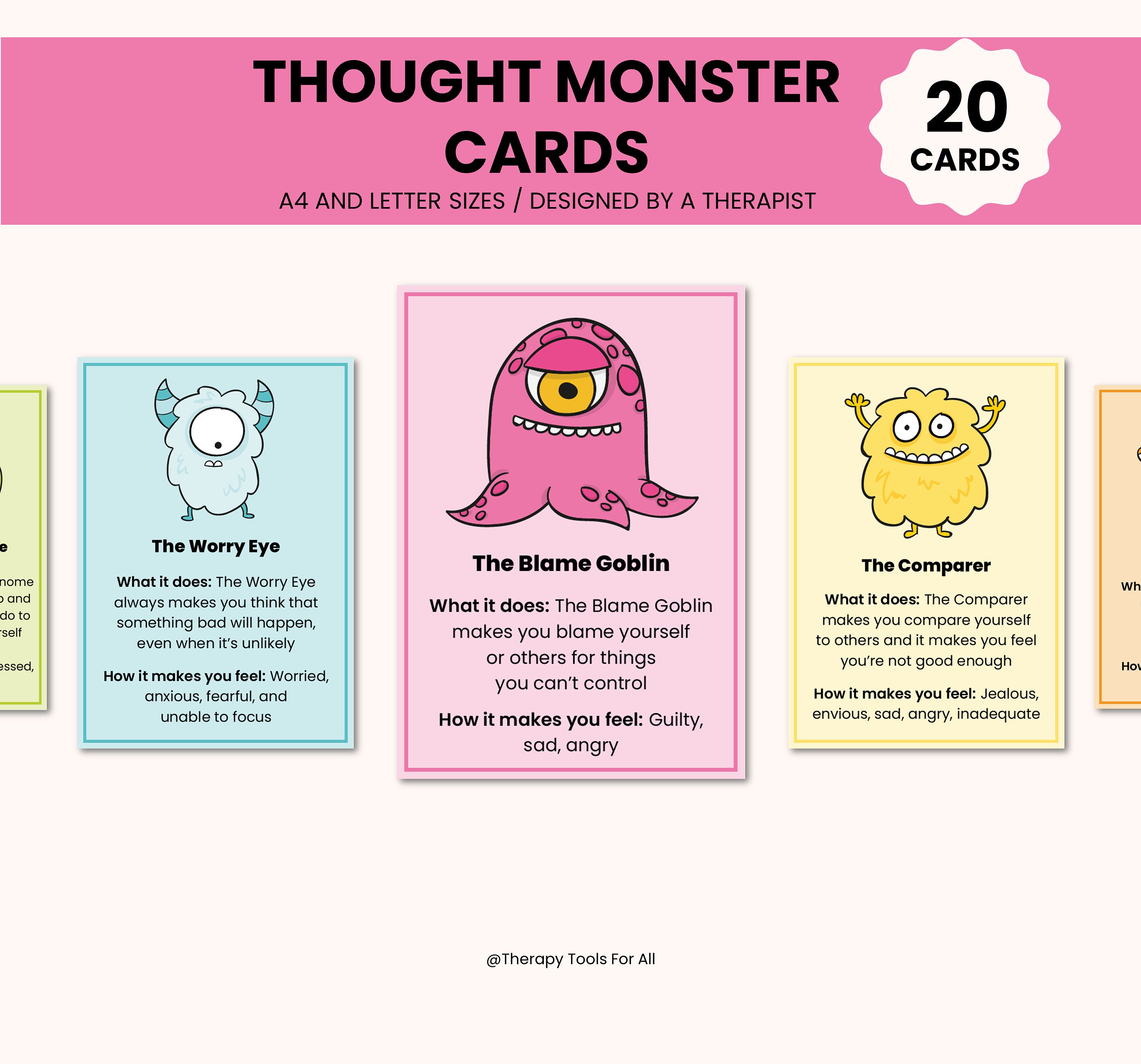 Thought Monsters Cards Children Thinking Traps and Errors Challenging ...