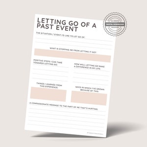 Letting Go Forgiveness Printable Interactive Worksheet Journal Inserts ...