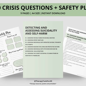 Crisis Intervention Safety Plan Risk Assessment Counseling Questions ...
