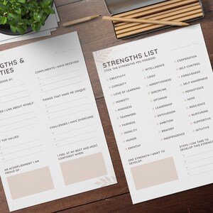 Strengths & Values Printable Worksheets, Journal Inserts, Planner ...