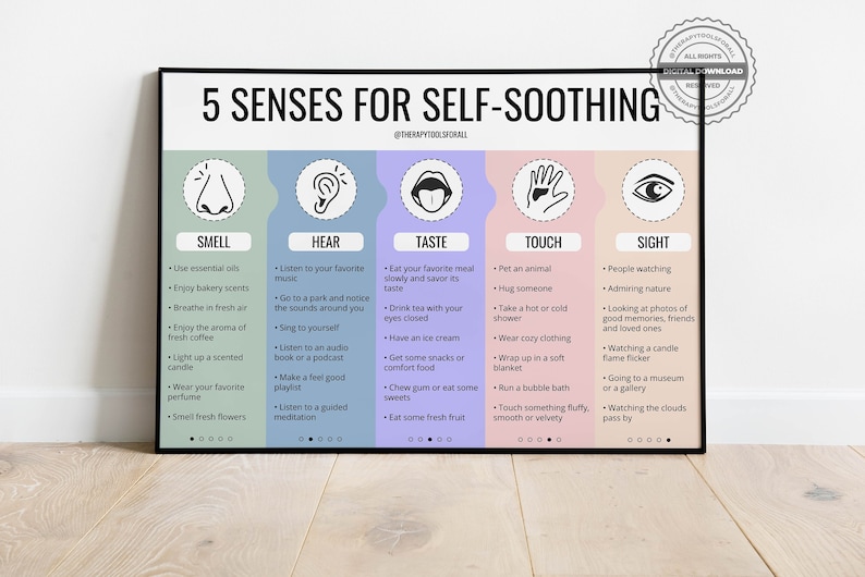 5 Five Senses DIGITAL Self Care Print Self Soothing Mental - Etsy