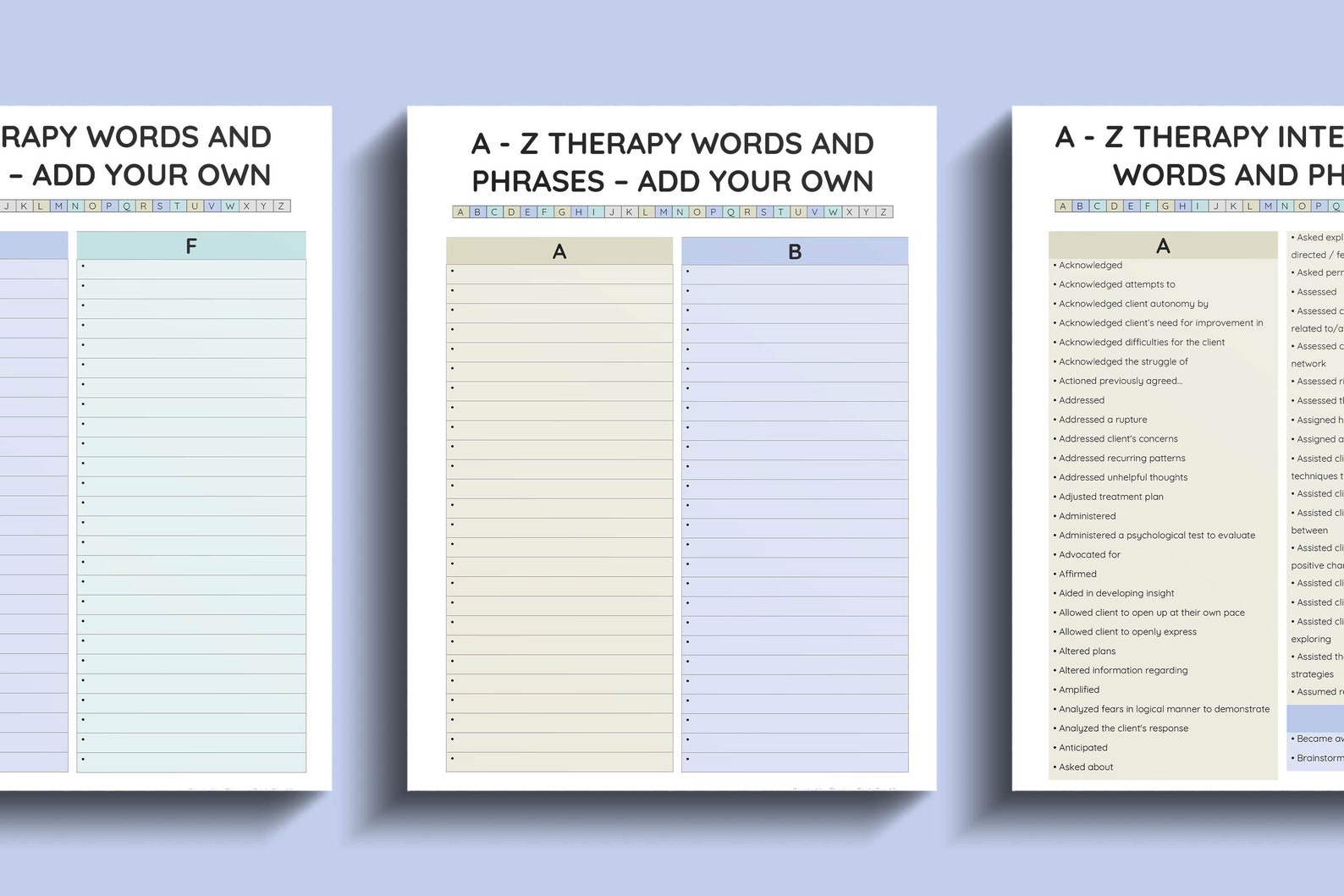 Therapy Interventions Words Cheat Sheet Therapist Progress Notes ...