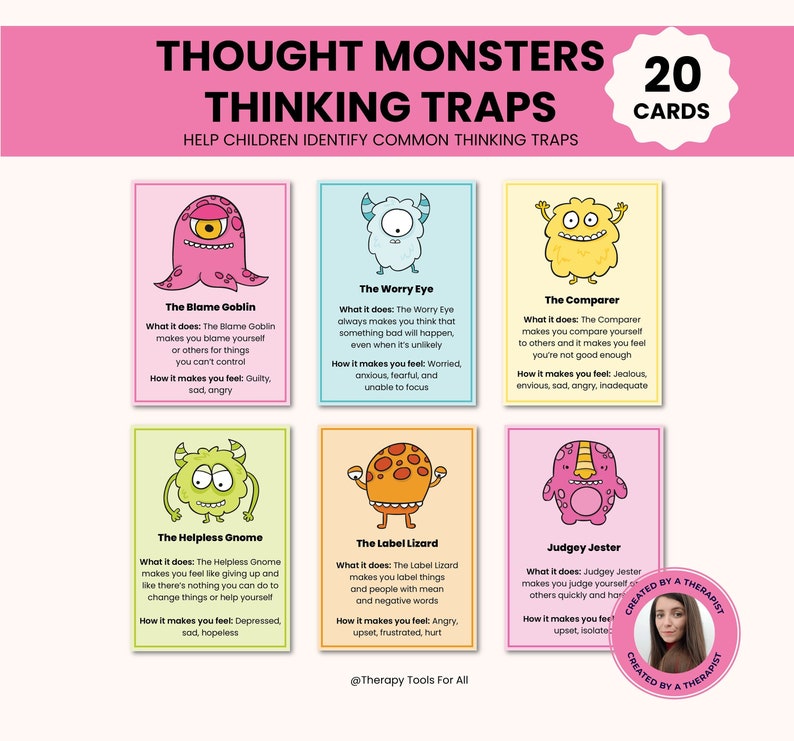 Thought Monsters Cards Children Thinking Traps and Errors Challenging ...