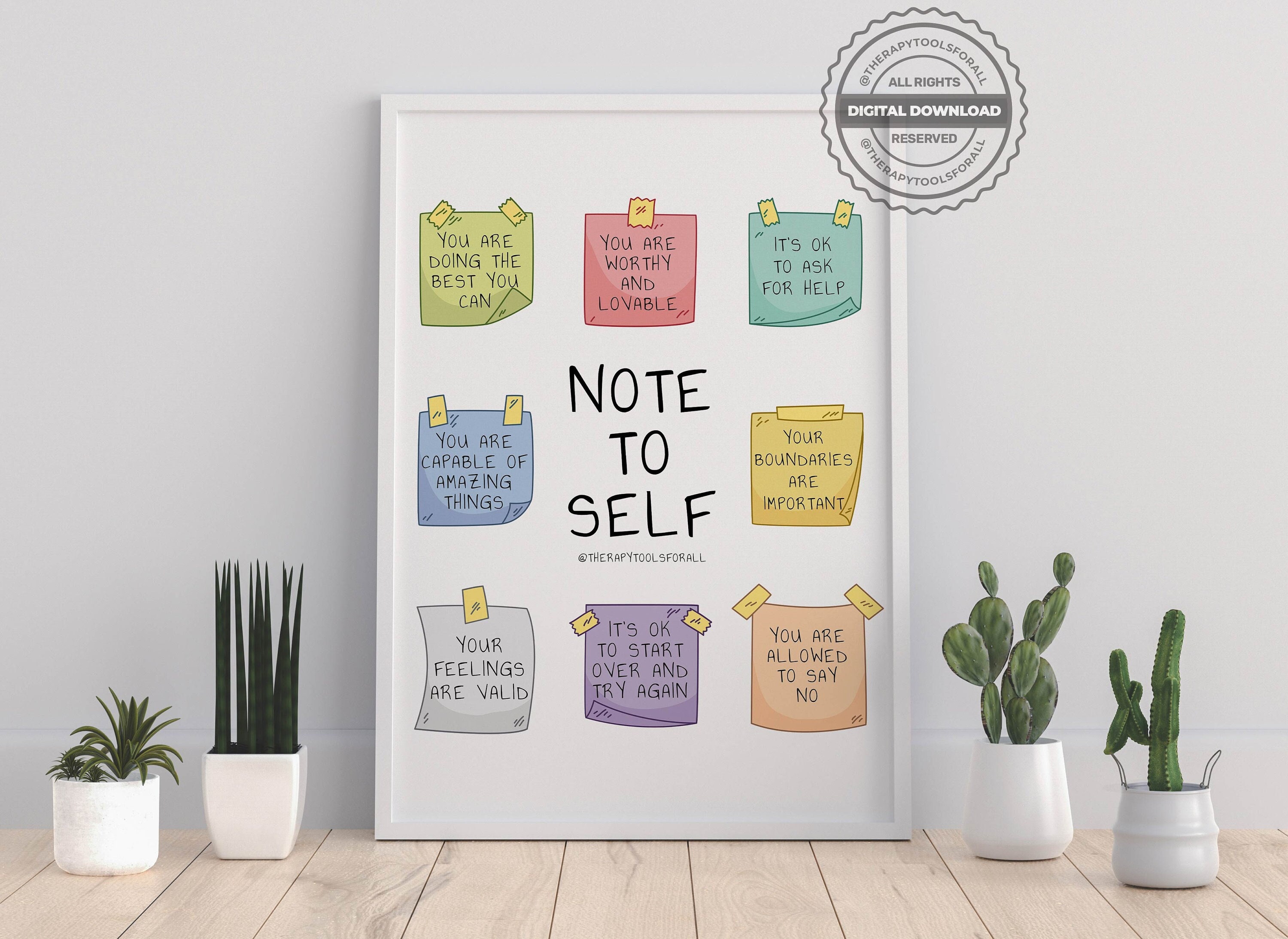 Note to Self Digital Mental Health Poster, Self Love, Self Care ...