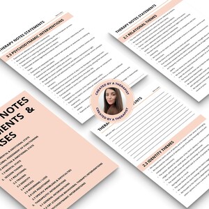 Therapy Progress Notes Cheat Sheet Phrases and Statements Counselor ...