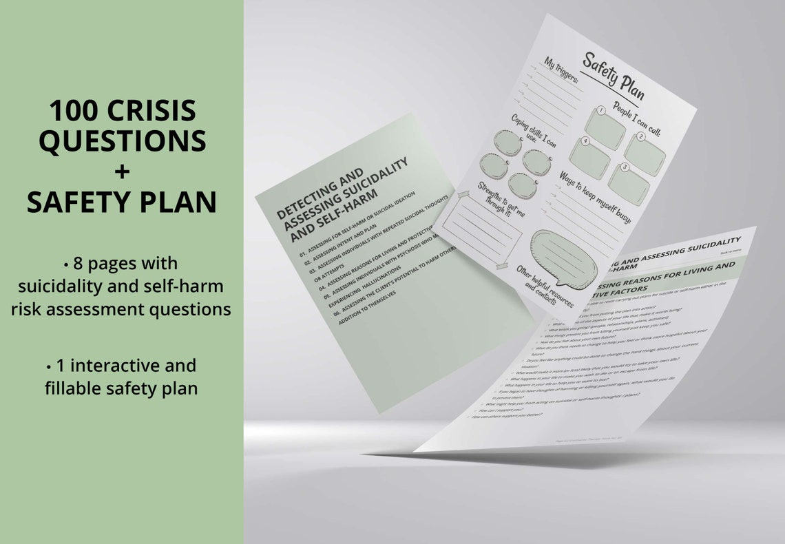 Crisis Intervention Safety Plan Risk Assessment Counseling Questions ...