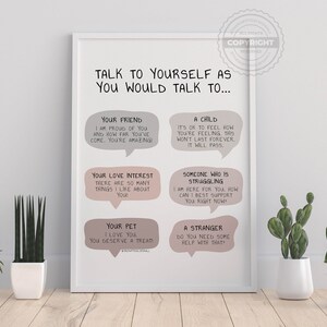 Be Kind to Yourself Positive Self Talk Mental Health Digital Print ...