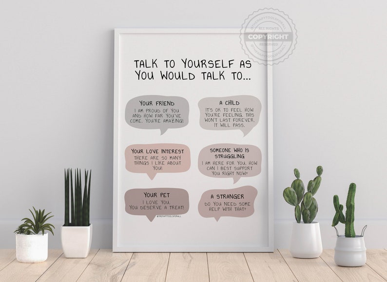 Be Kind to Yourself Positive Self Talk Mental Health Digital Print ...
