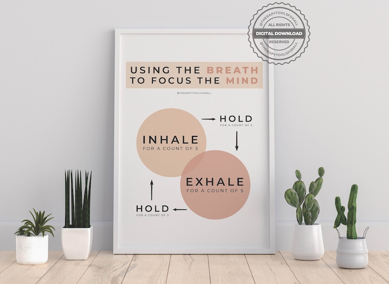 Breathing, Grounding Technique Digital Print, Mindfulness Poster ...