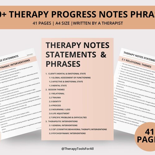 Therapy Interventions Words Cheat Sheet Therapist Progress - Etsy Australia