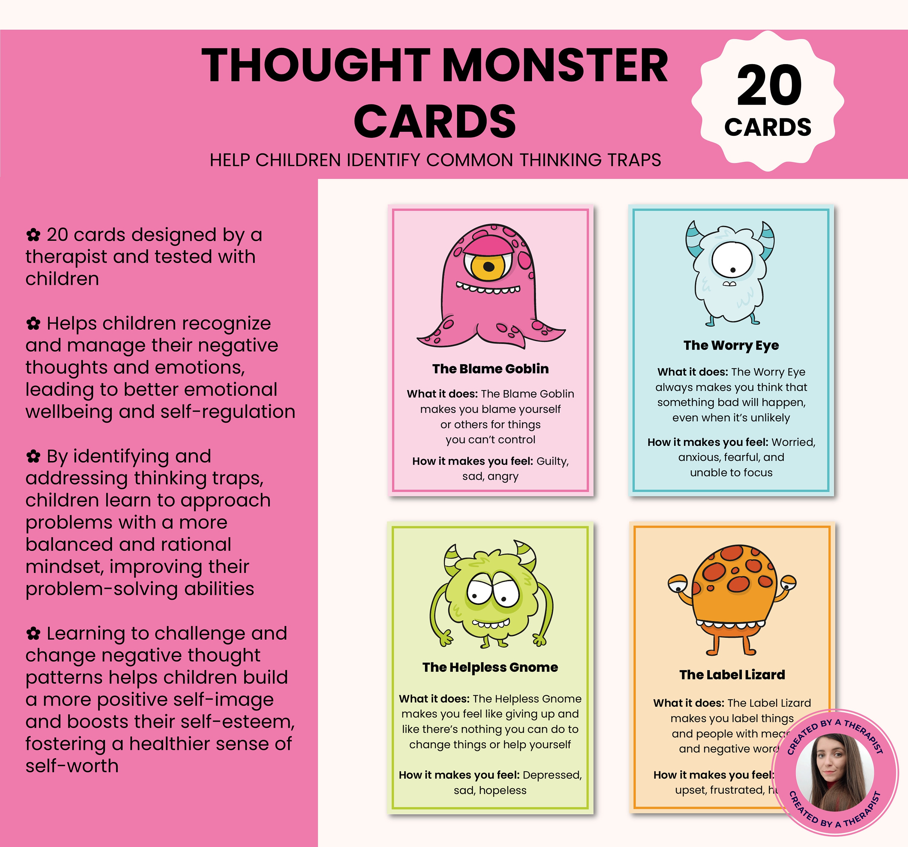 Thought Monsters Cards Children Thinking Traps and Errors Challenging ...