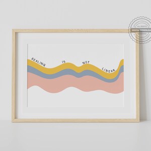 Healing is Not Linear Digital Print, Mental Health Poster, Quote ...