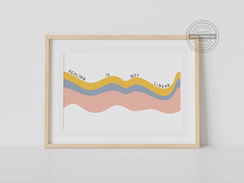 Healing is Not Linear Digital Print, Mental Health Poster, Quote ...