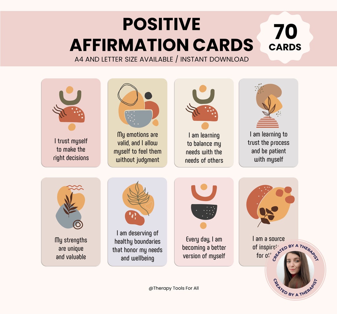 Positive Affirmation Cards Therapist Tools for Women Teens Motivational ...