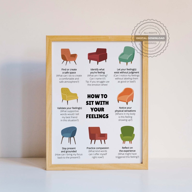 Sit With Your Feelings Therapy Office Decor Gift Counselor Office Art ...