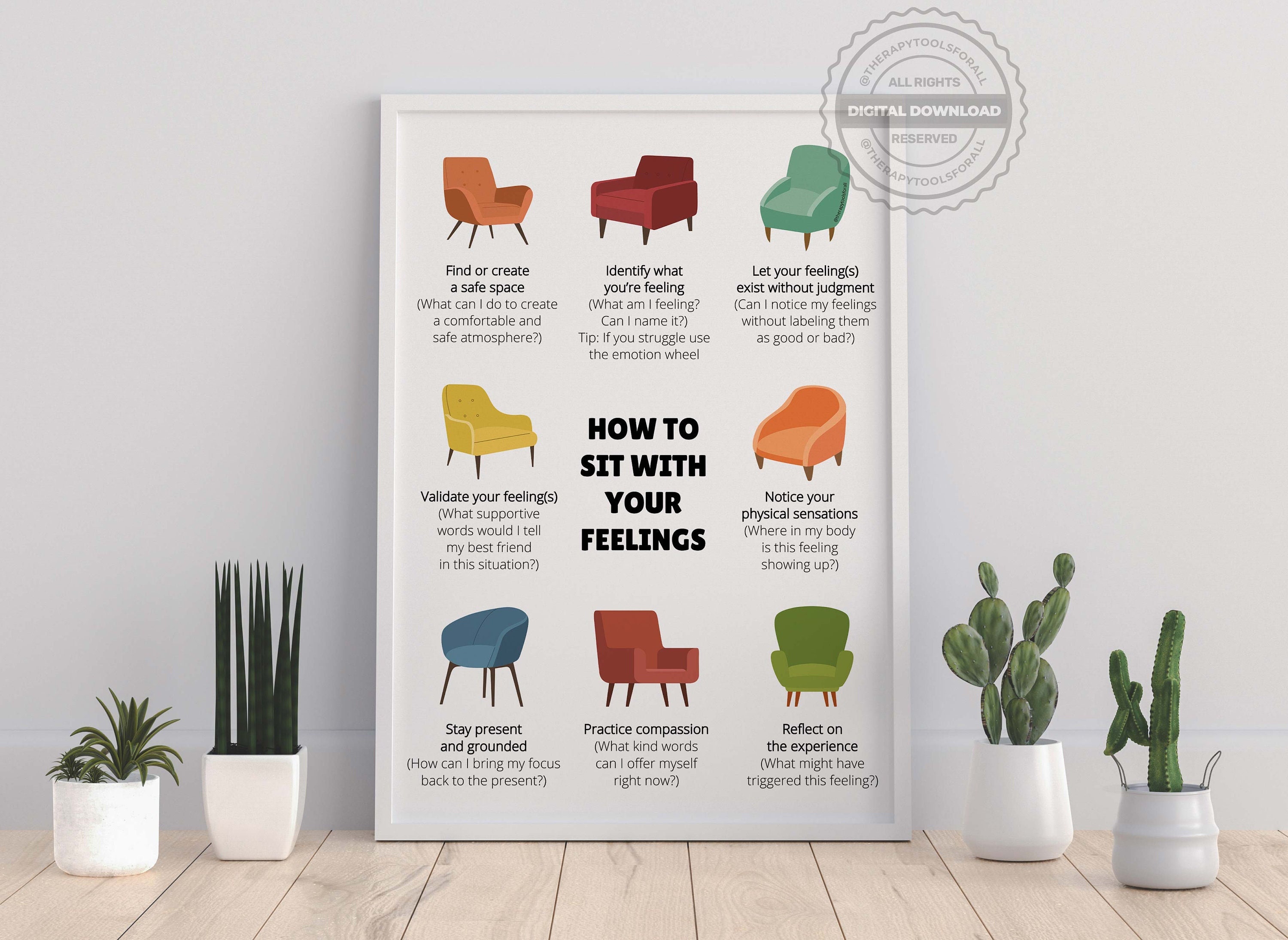 Sit With Your Feelings Therapy Office Decor Gift Counselor Office Art ...