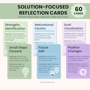 Solution Focused Therapy Question Cards, Positive Psychology ...