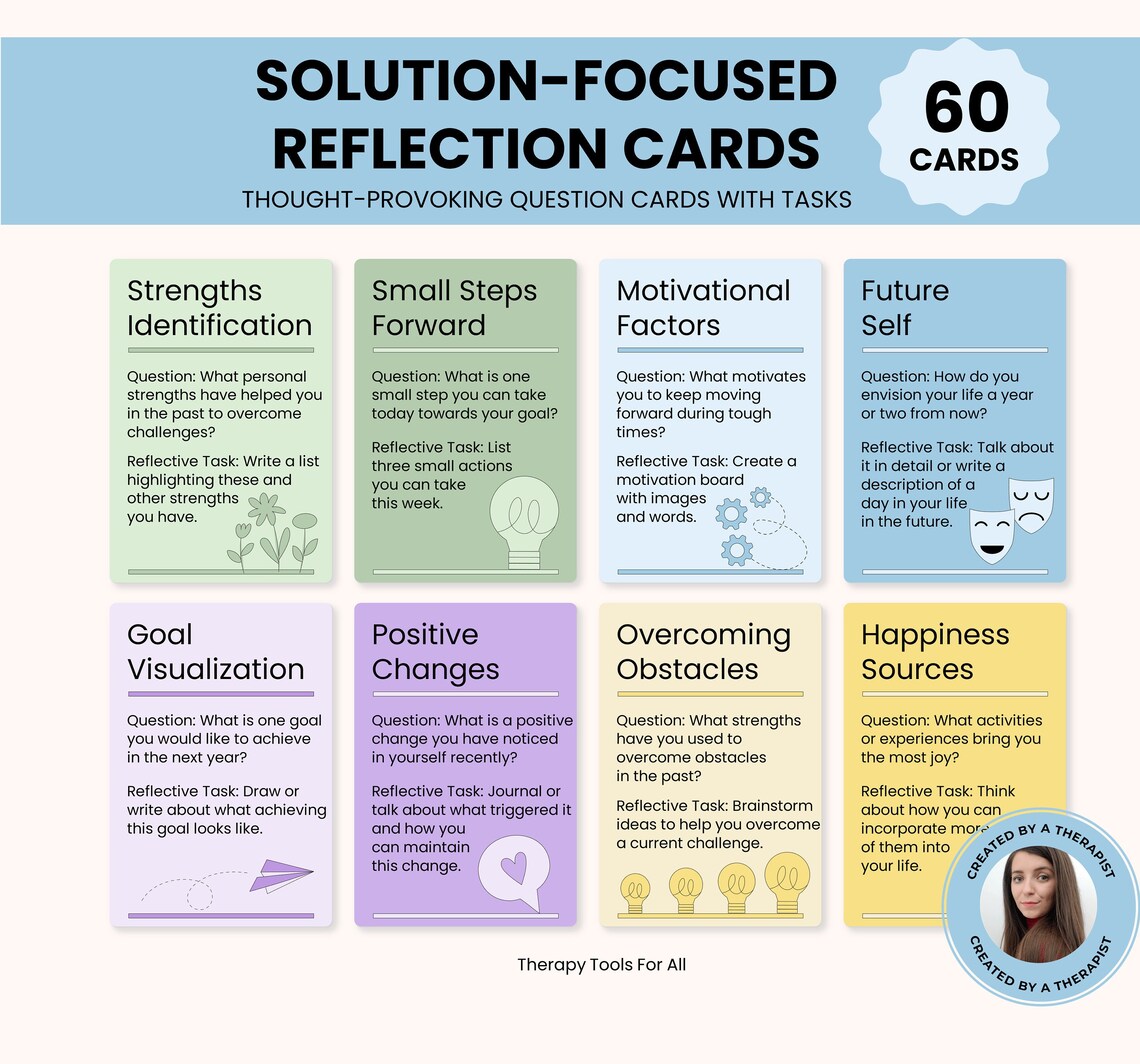 Solution Focused Therapy Question Cards, Positive Psychology ...