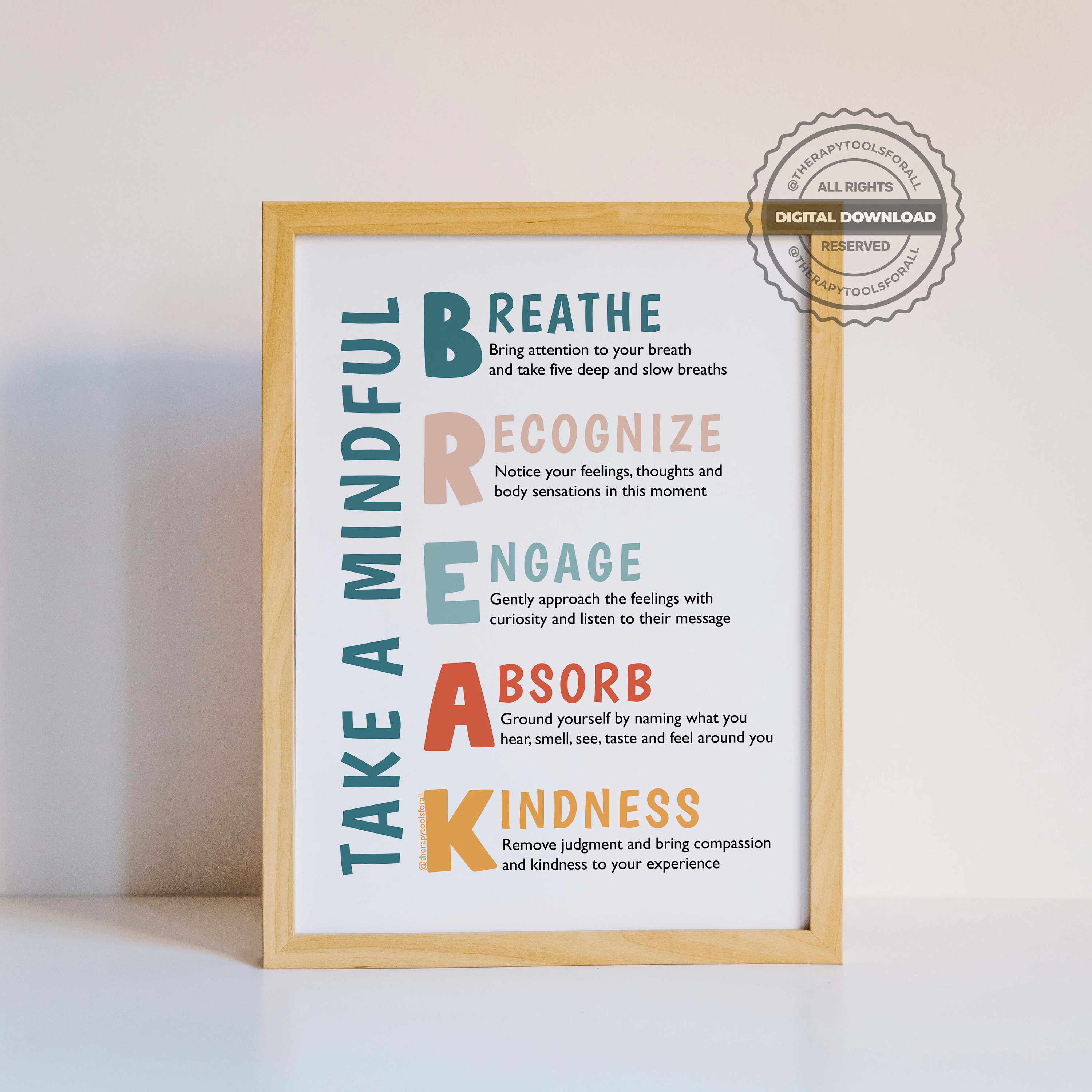 Mindfulness DIGITAL Print Mental Health Poster Therapy Office Decor ...
