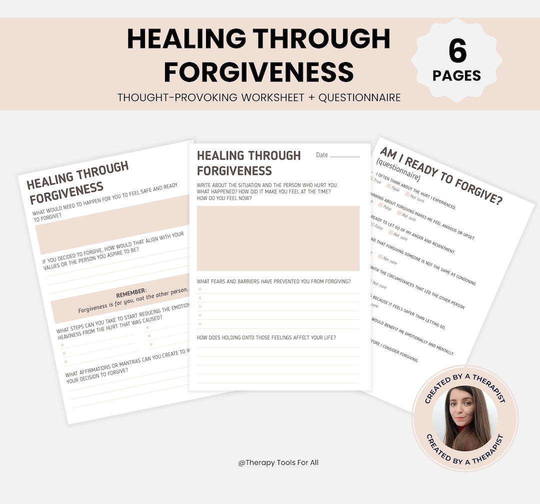 Forgiveness Healing Letting Go Therapy Worksheet Journal Planner ...