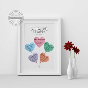 Self Love Languages Digital Therapy Print Mental Health Counselor ...