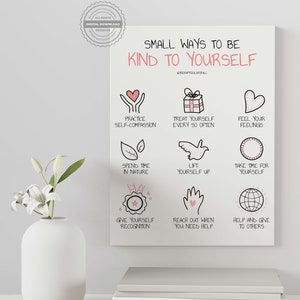 Be Kind to Yourself Positive Self Talk Mental Health Digital Print Self ...