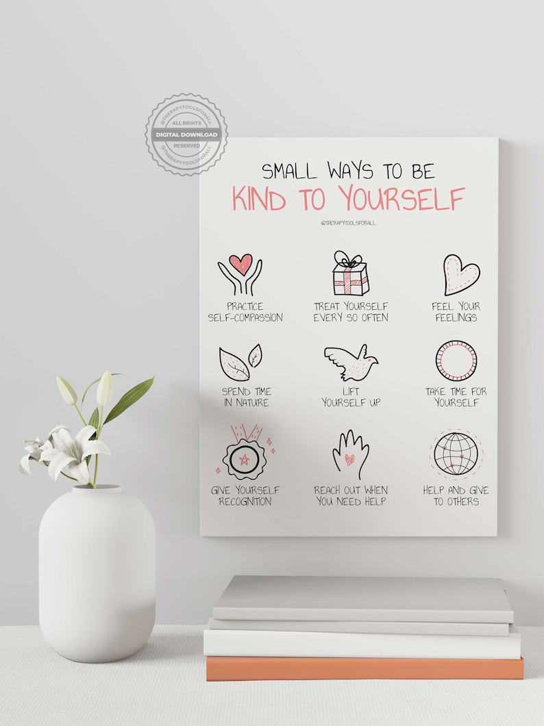Be Kind to Yourself Positive Self Talk Mental Health Digital Print Self ...