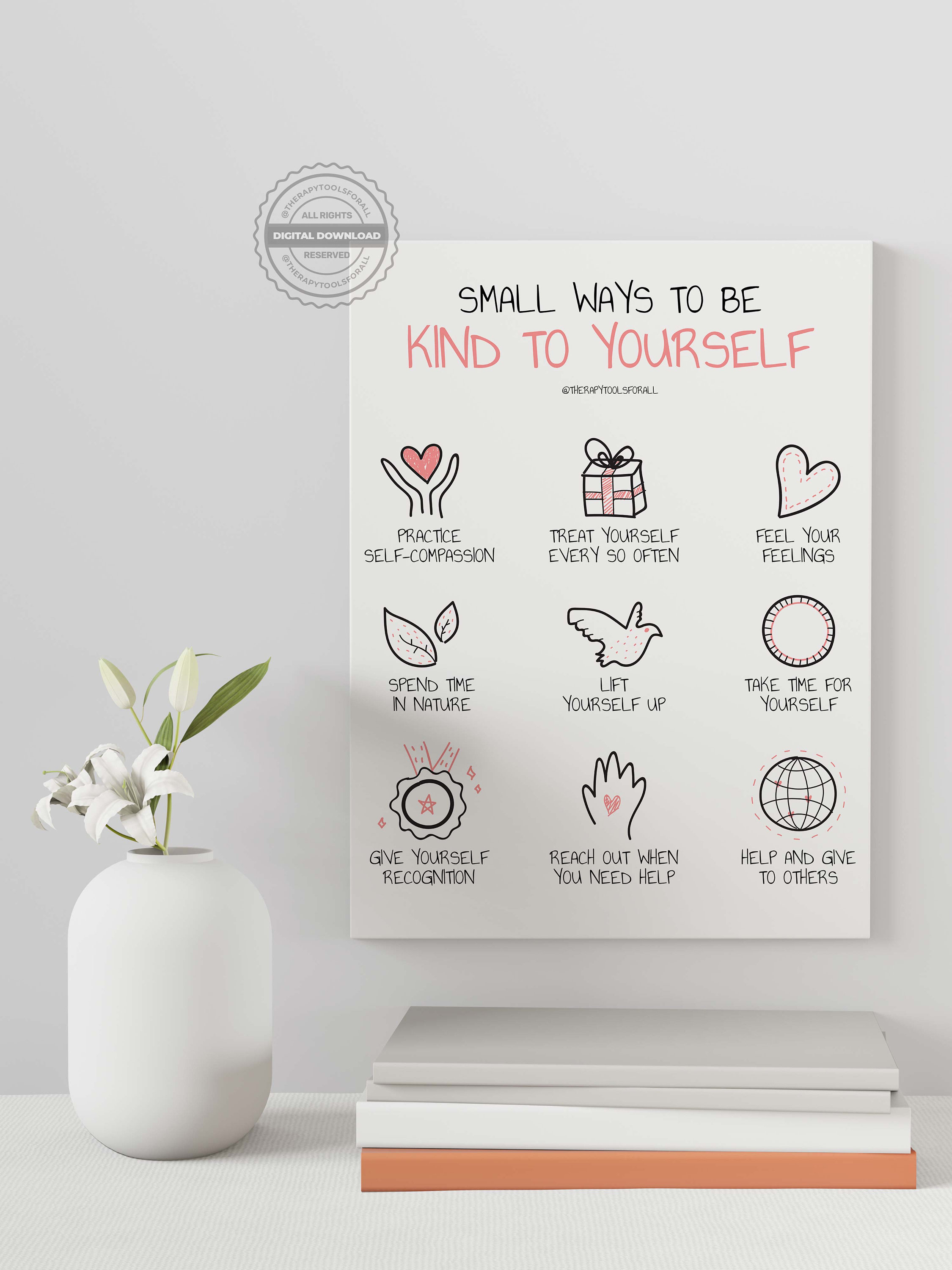 Be Kind to Yourself Positive Self Talk Mental Health Digital Print Self ...