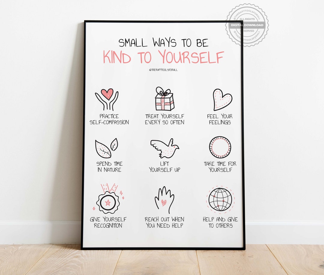 Be Kind to Yourself Positive Self Talk Mental Health Digital Print Self ...
