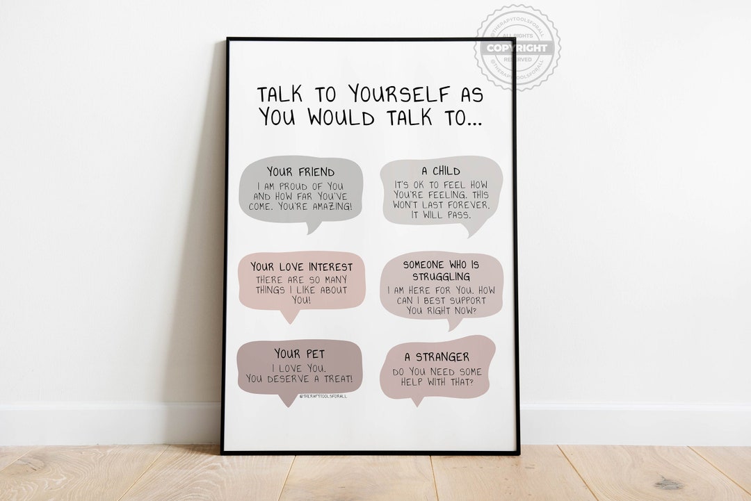 Be Kind to Yourself Positive Self Talk Mental Health Digital Print ...