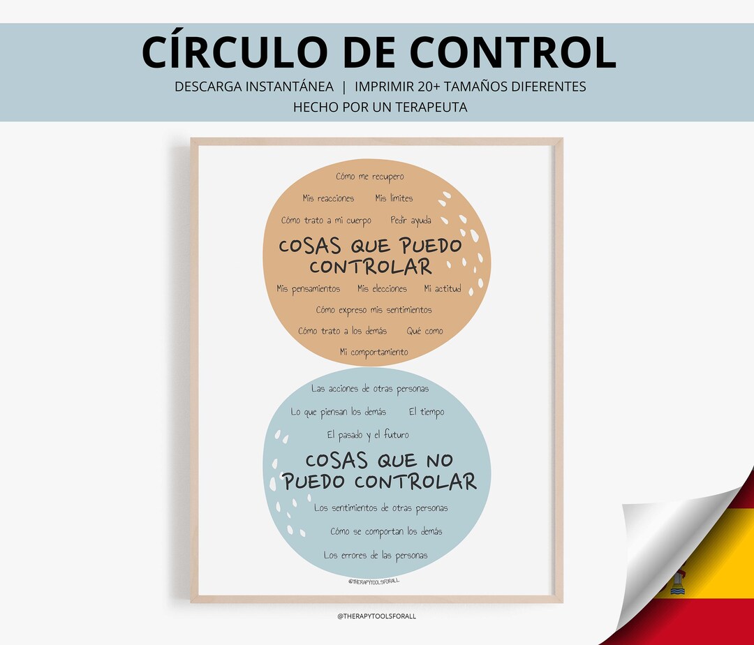 Spanish Circle of Control Mental Health Digital Print Therapy ...