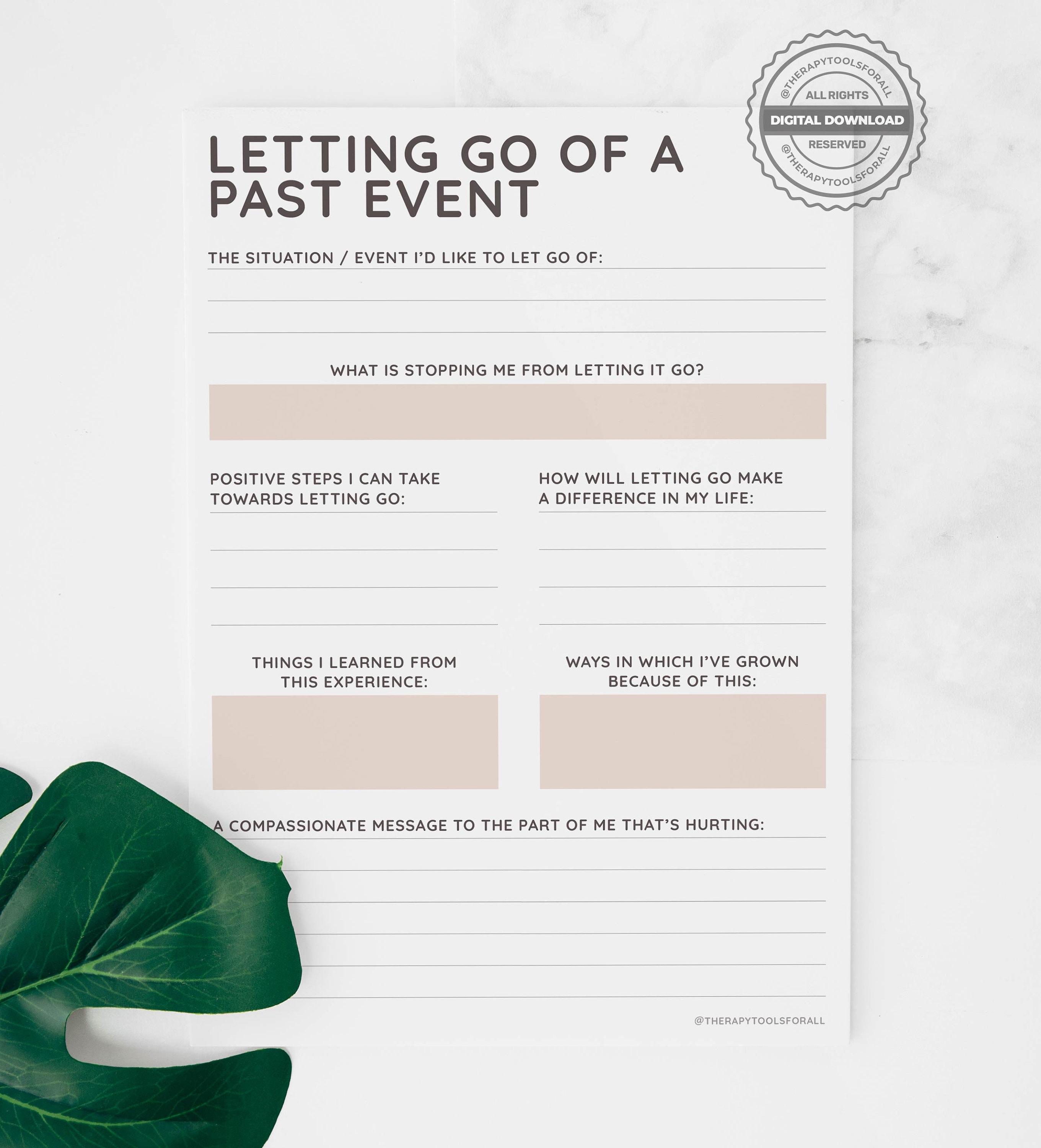 Letting Go Forgiveness Printable Interactive Worksheet Journal Inserts ...