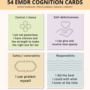 EMDR Positive Cognition Cards Affirmations Therapy Tools Trauma Coping ...