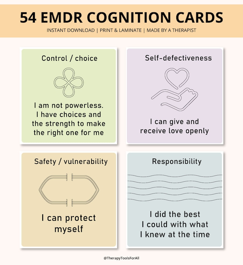 EMDR Positive Cognition Cards Affirmations Therapy Tools - Etsy