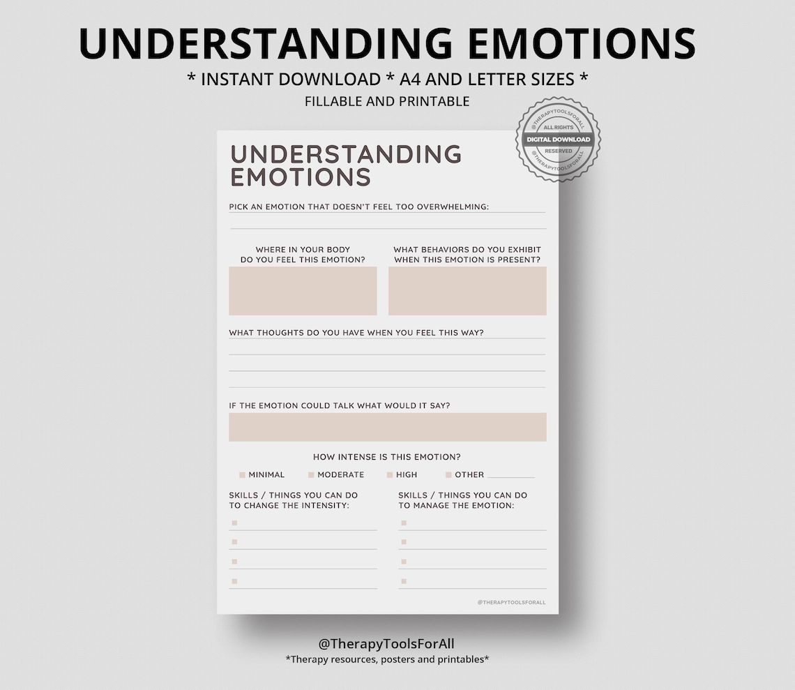 Understanding Emotions Printable Interactive Worksheet Journal | Etsy UK