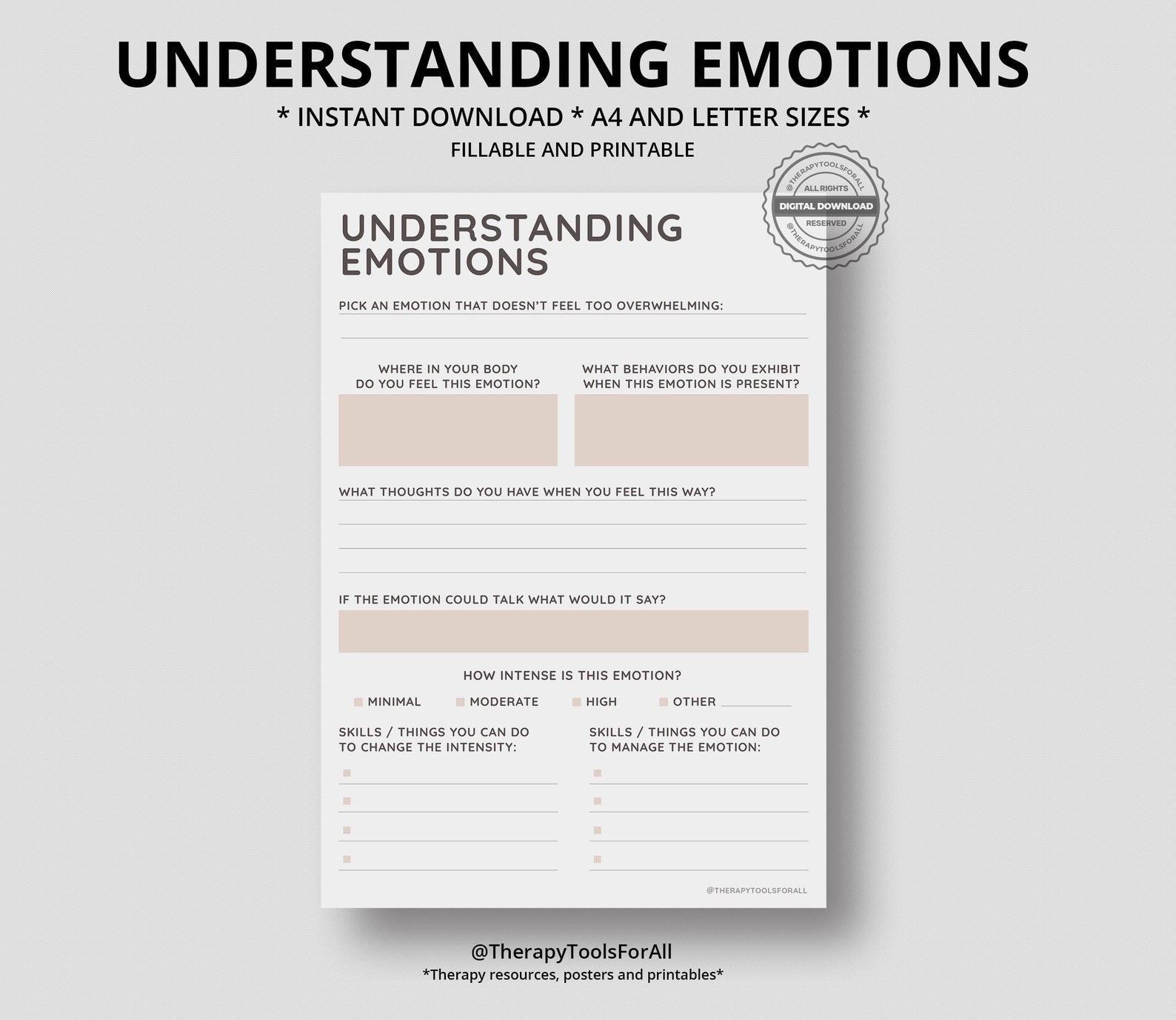 Understanding Emotions Printable Interactive Worksheet Journal - Etsy