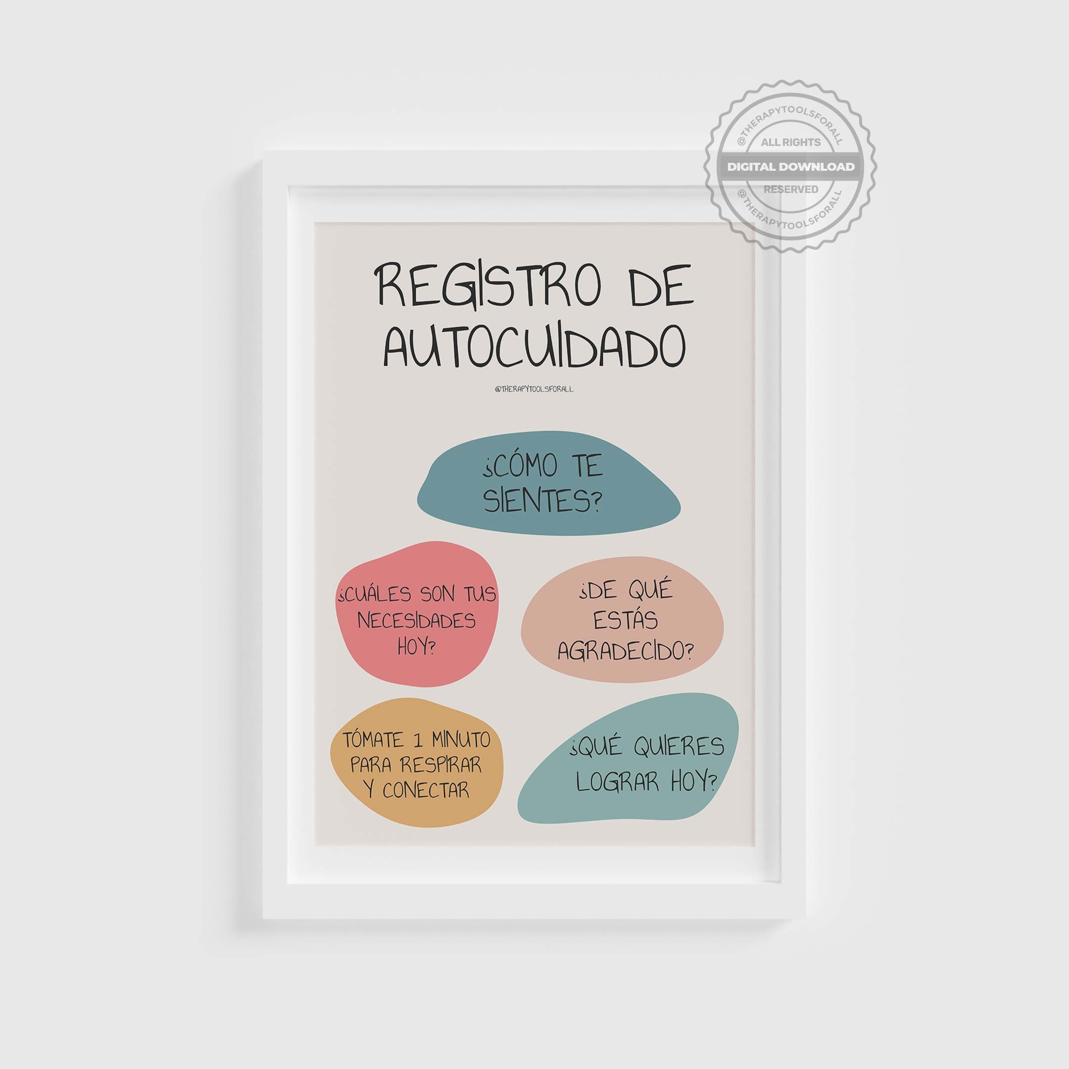 Spanish Autocuidado Self Care Digital Poster Mental Health | Etsy