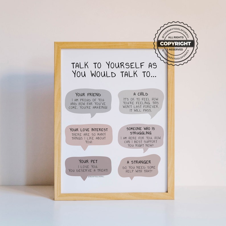 Be Kind to Yourself Positive Self Talk Mental Health Digital - Etsy