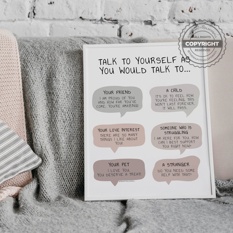 Be Kind to Yourself Positive Self Talk Mental Health Digital Print ...