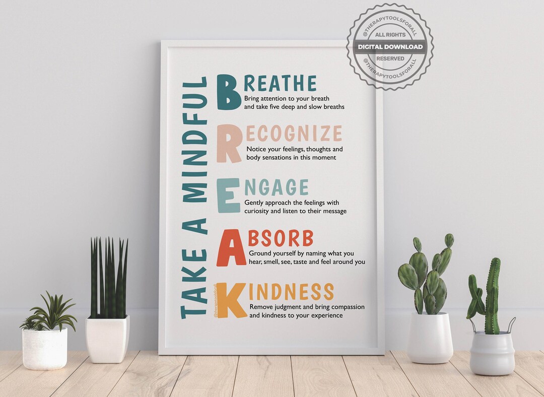 Mindfulness DIGITAL Print Mental Health Poster Therapy Office Decor ...
