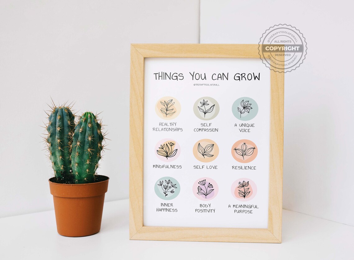 Grow Self Growth Self Development Digital Mental Health Poster | Etsy
