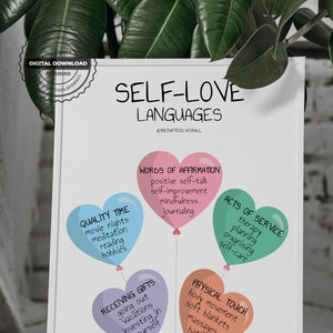 Self Love Languages Digital Therapy Print Mental Health Counselor ...