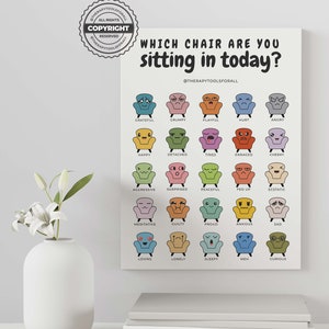 Chair Feelings Digital Chart Print, Therapy Poster, Mental Health, CBT ...