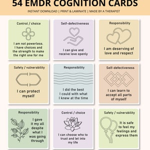 EMDR Positive Cognition Cards Affirmations Therapy Tools Trauma Coping ...