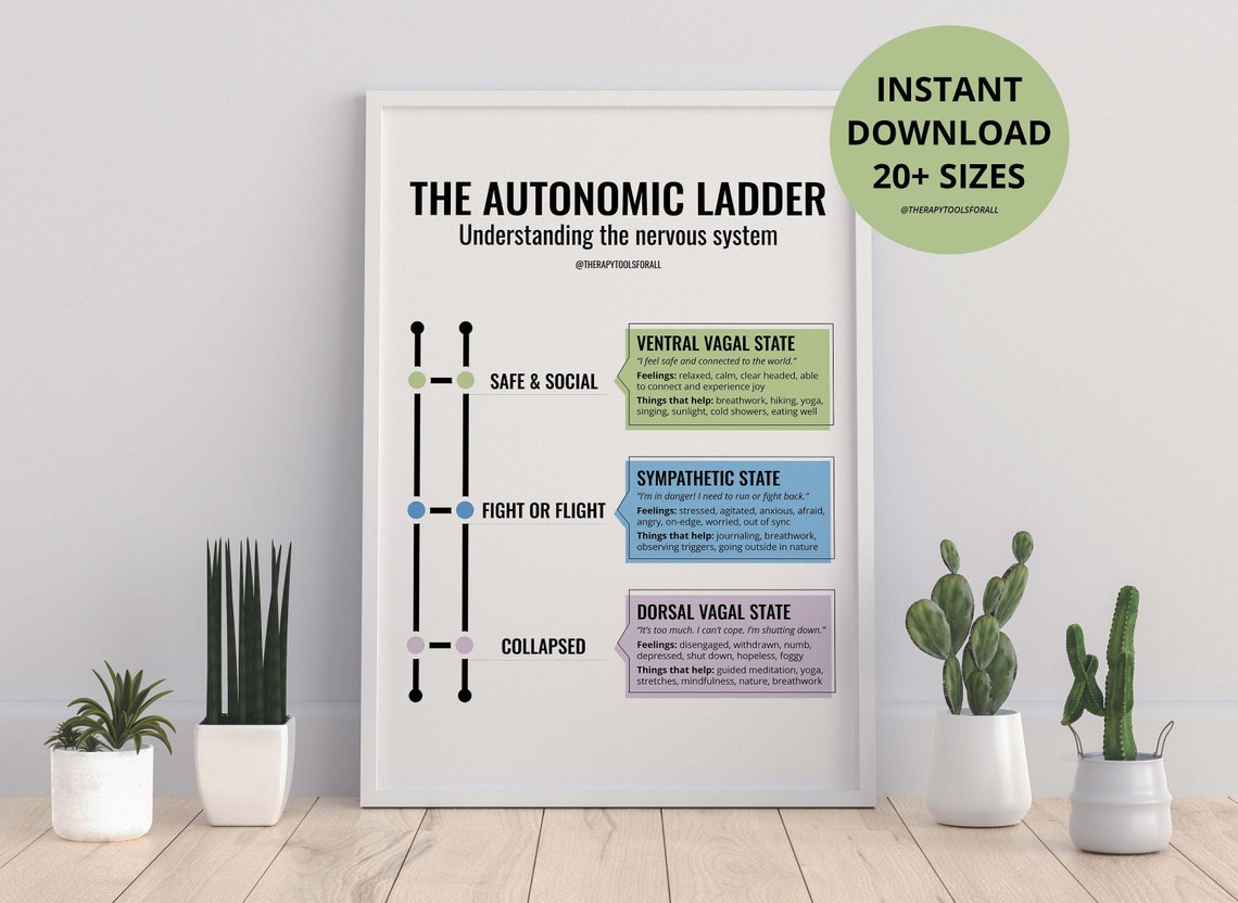 Autonomic Ladder Polyvagal Theory DIGITAL Print Therapy Office Decor ...