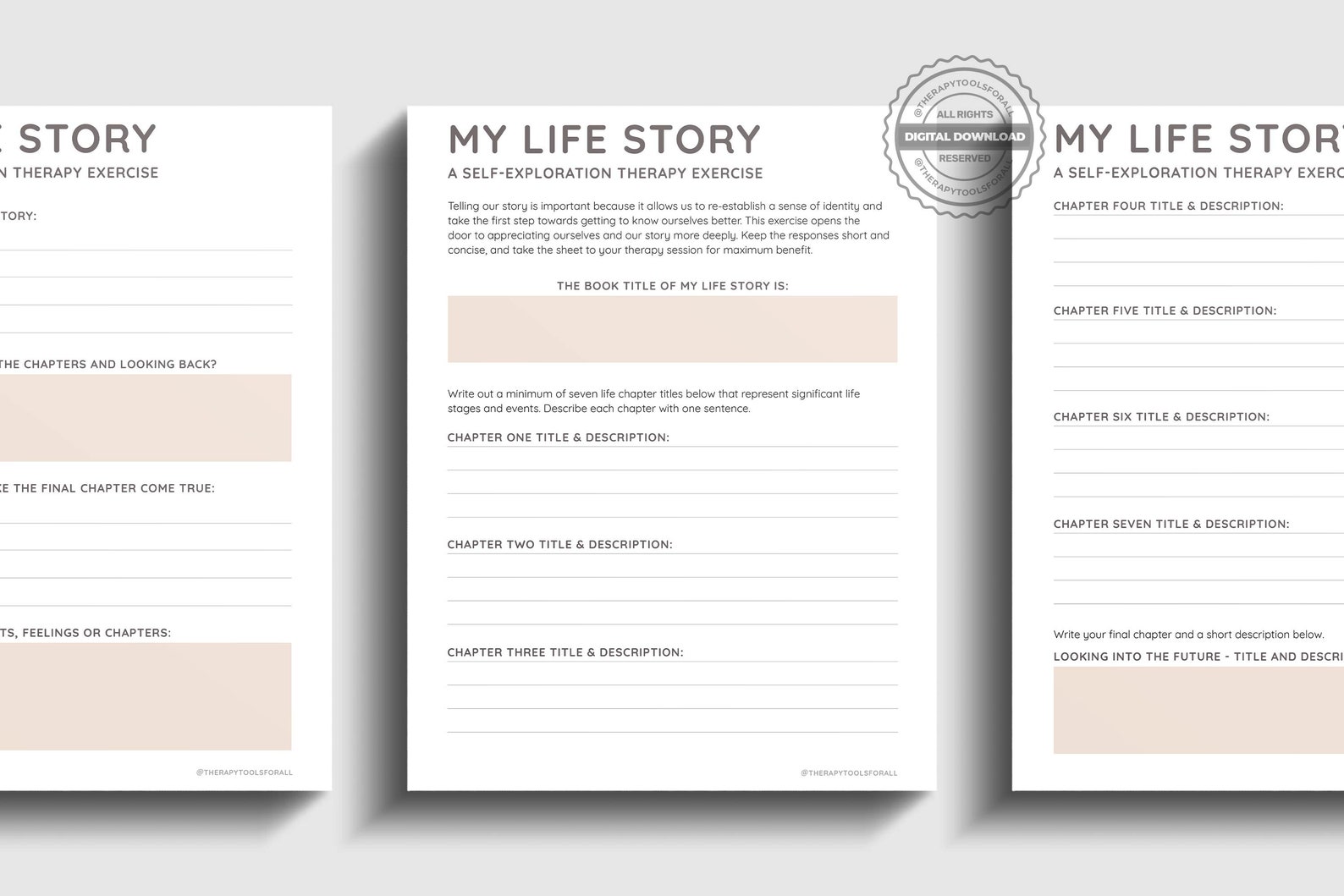Life Story Narrative Therapy Printable Interactive Worksheet Journal ...