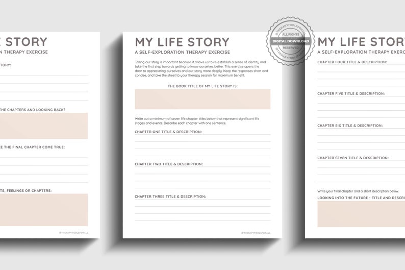Life Story Narrative Therapy Printable Interactive Worksheet - Etsy New ...